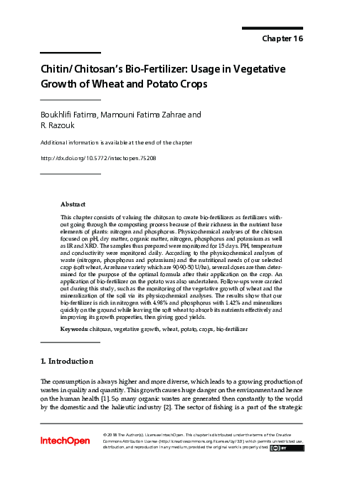 (PDF) Chitin/Chitosan’s Bio-Fertilizer: Usage in Vegetative Growth of ...