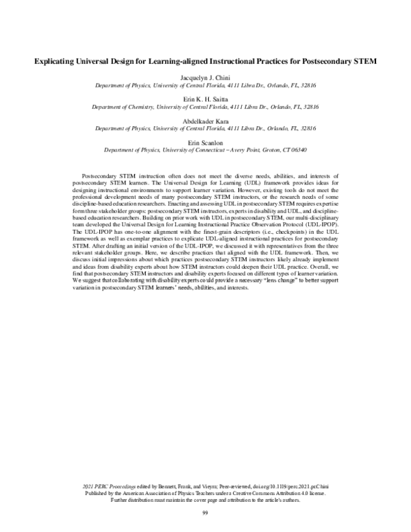 (PDF) Explicating Universal Design for Learning-aligned instructional practices for ...