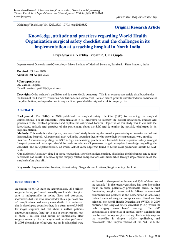 (PDF) Knowledge, attitude and practices regarding World Health ...