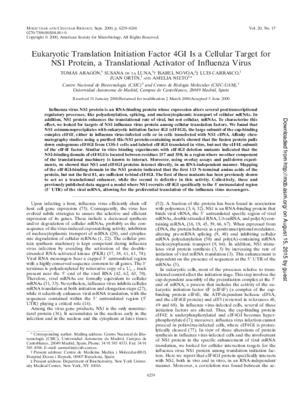 (PDF) Eukaryotic Translation Initiation Factor 4GI Is a Cellular Target ...