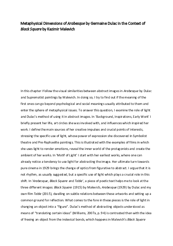 (PDF) Metaphysical Dimensions of Arabesque by Germaine Dulac in the ...