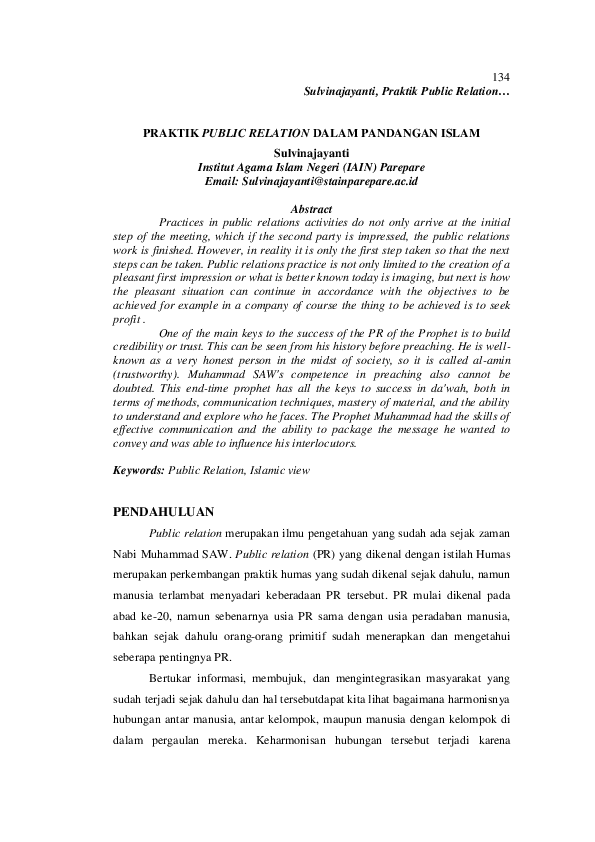 (PDF) Praktik Public Relation Dalam Pandangan Islam