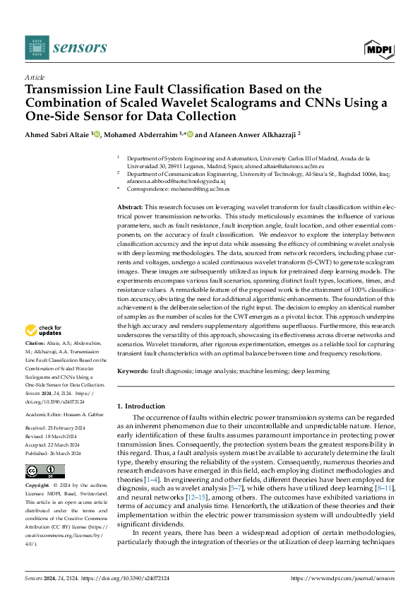 (PDF) Transmission Line Fault Classification Based on the Combination of Scaled Wavelet ...