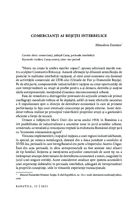 (PDF) COMERCIANŢI AI REŞIŢEI INTERBELICE