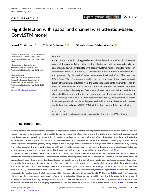 Fight detection with spatial and channel wise attention-based ConvLSTM ...