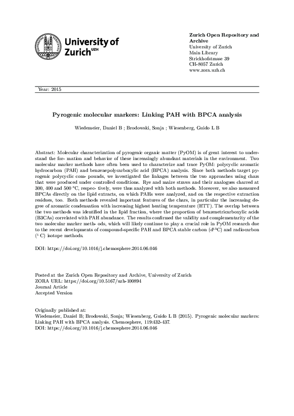(PDF) Pyrogenic molecular markers: Linking PAH with BPCA analysis ...