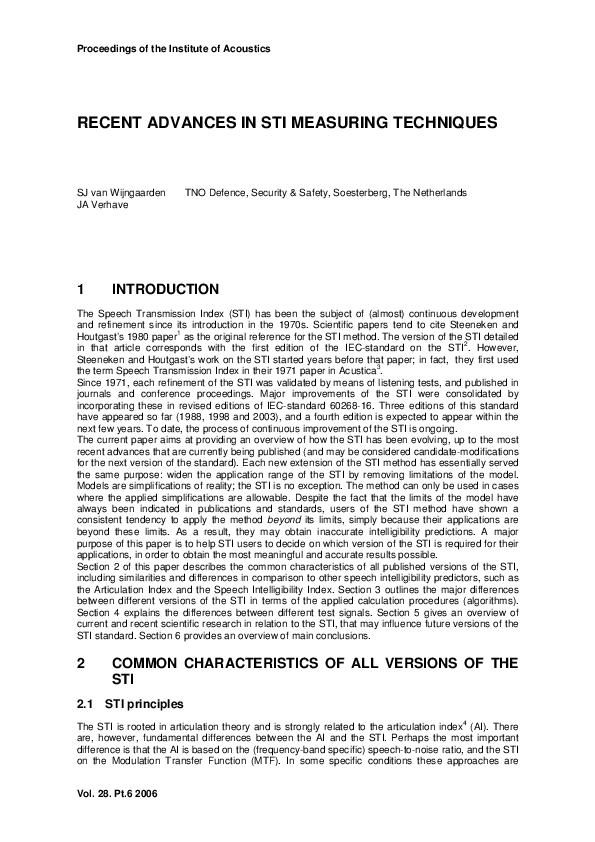 (PDF) Recent advances in STI measuring techniques