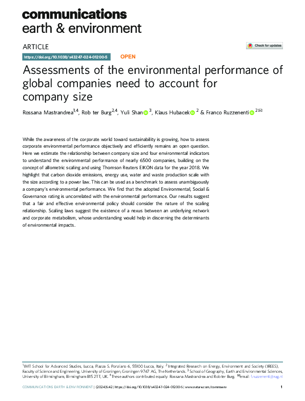 (PDF) Assessments of the environmental performance of global companies ...