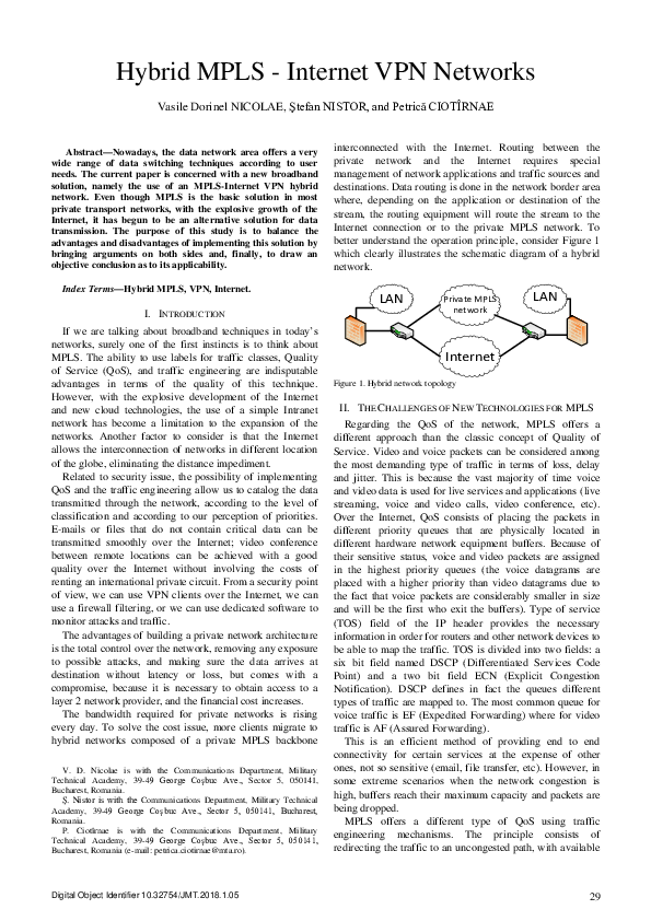 (PDF) Hybrid MPLS - Internet VPN Networks