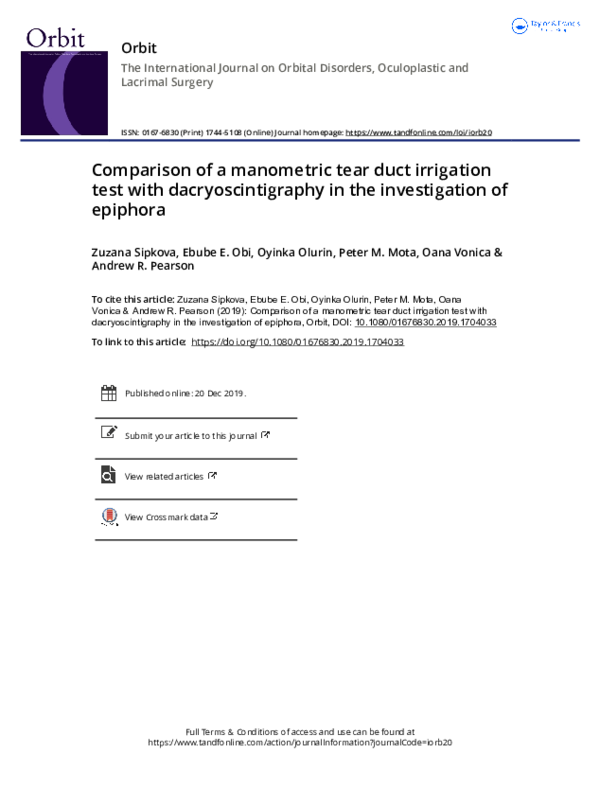 (PDF) Comparison of a manometric tear duct irrigation test with ...