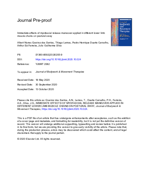 (PDF) Immediate effects of myofascial release maneuver applied in ...