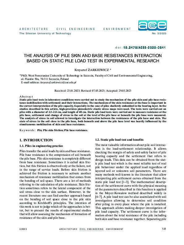 (PDF) The Analysis of Pile Skin and Base Resistances Interaction Based ...