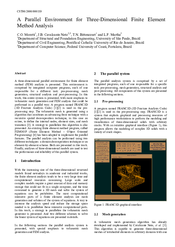 (PDF) A Parallel Environment for Three-Dimensional Finite Element Analysis