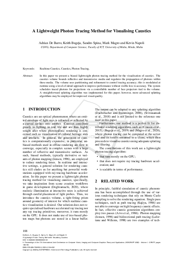 (PDF) A Lightweight Photon Tracing Method for Visualising Caustics