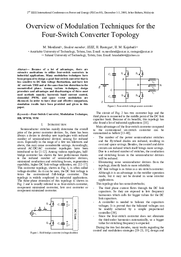 (PDF) Overview of modulation techniques for the four-switch converter topology