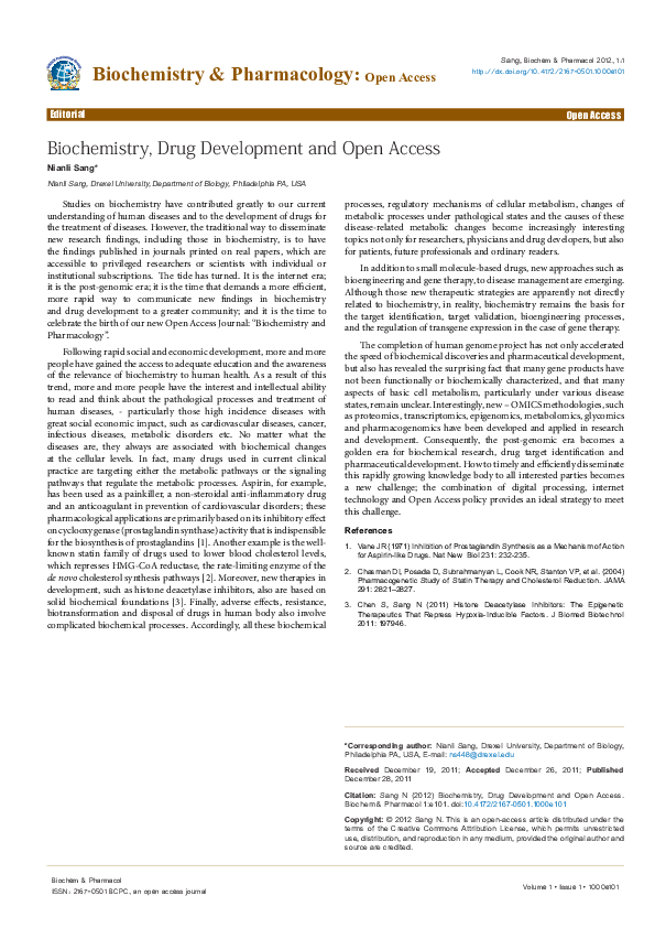 (PDF) Biochemistry's Role in Drug Development and Access