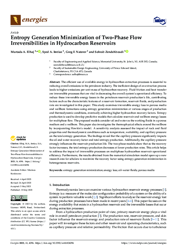 (PDF) Entropy Generation Minimization of Two-Phase Flow ...