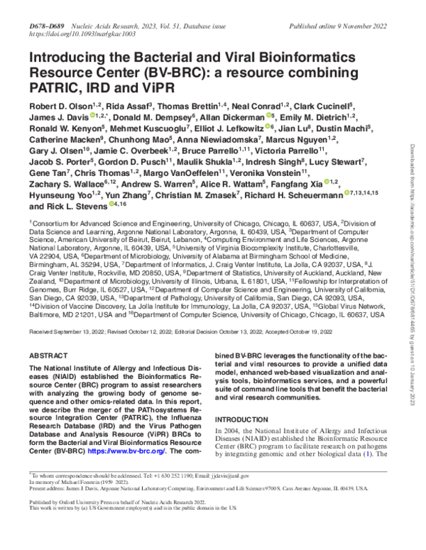 (PDF) Introducing the Bacterial and Viral Bioinformatics Resource ...
