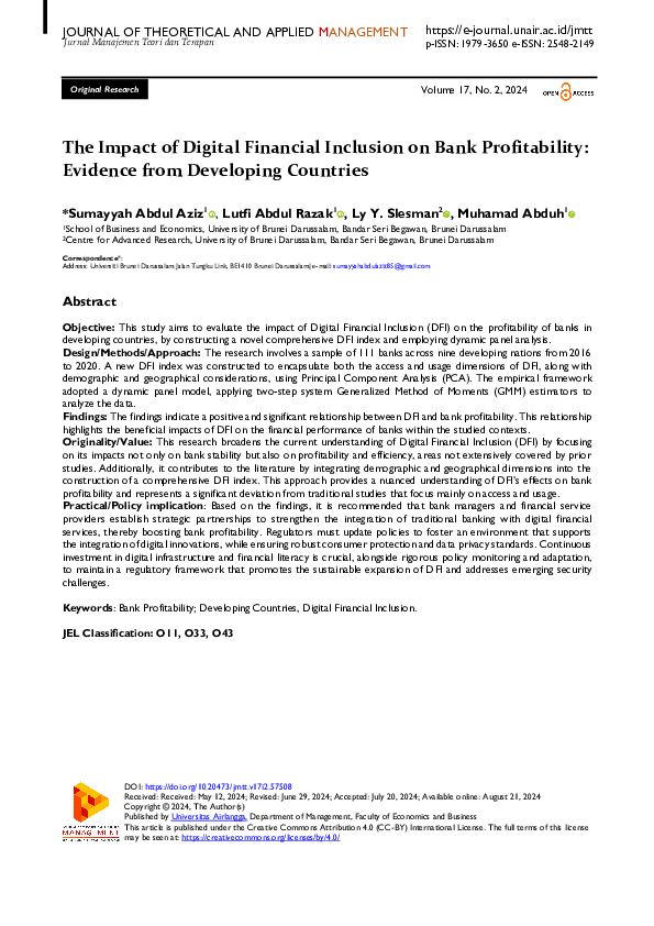 (PDF) The Impact of Digital Financial Inclusion on Bank Profitability ...
