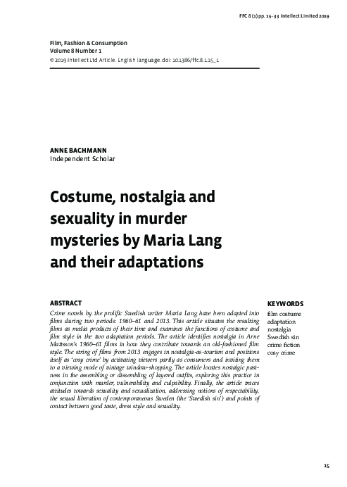 (PDF) Costume, nostalgia and sexuality in murder mysteries by Maria ...