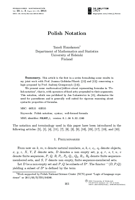(PDF) Polish Notation
