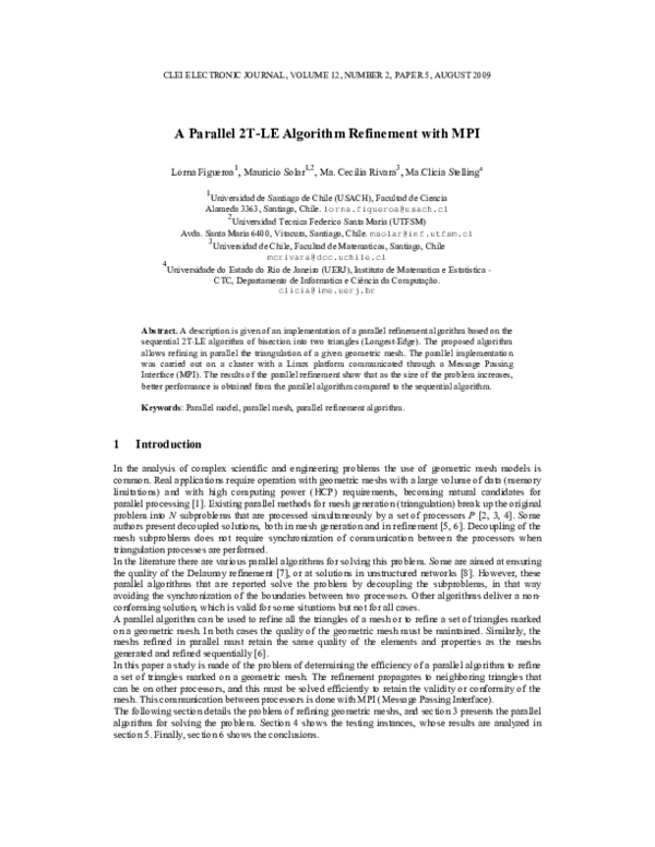 (PDF) A Parallel 2T-LE Algorithm Refinement with MPI