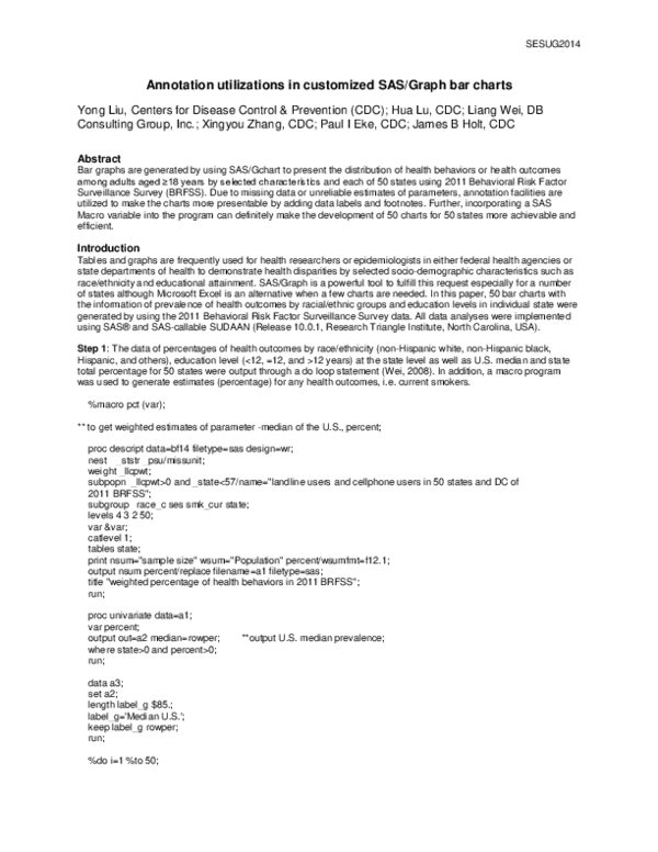 (PDF) Annotation utilizations in customized SAS/Graph bar charts | Paul Eke - Academia.edu