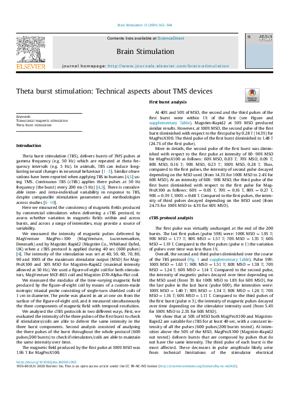 (PDF) Theta burst stimulation: Technical aspects about TMS devices | Javier Castilla - Academia.edu