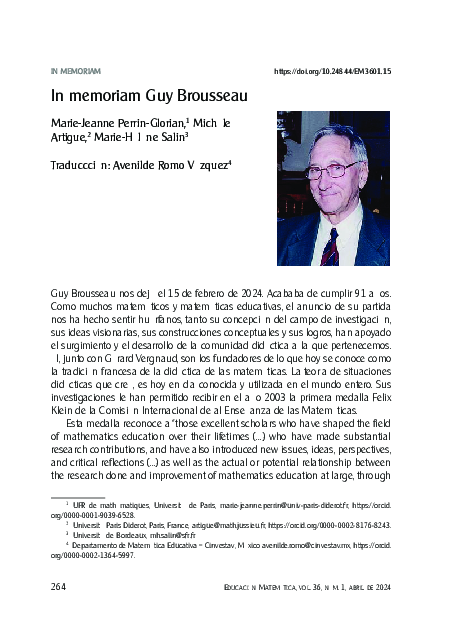 (PDF) In memoriam Guy Brousseau