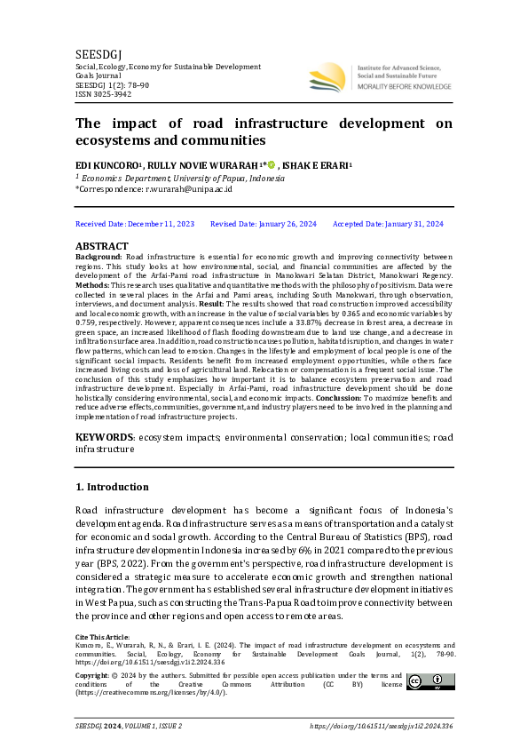 (PDF) The impact of road infrastructure development on ecosystems and ...