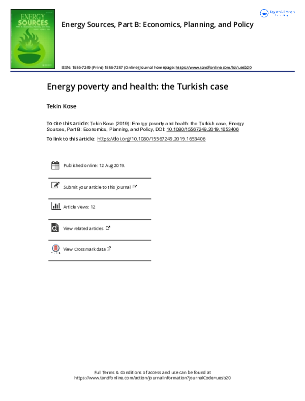 (PDF) Energy poverty and health: the Turkish case