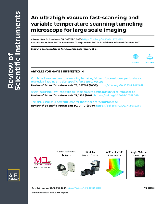 Pdf An Ultrahigh Vacuum Fast Scanning And Variable Temperature Scanning Tunneling Microscope