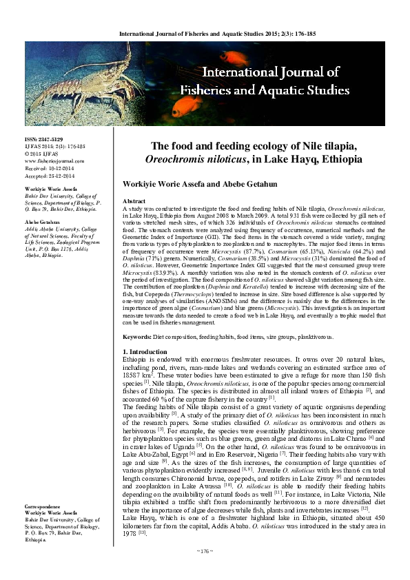 (PDF) The Food and Feeding Ecology of Nile Tilapia, Oreochromis ...