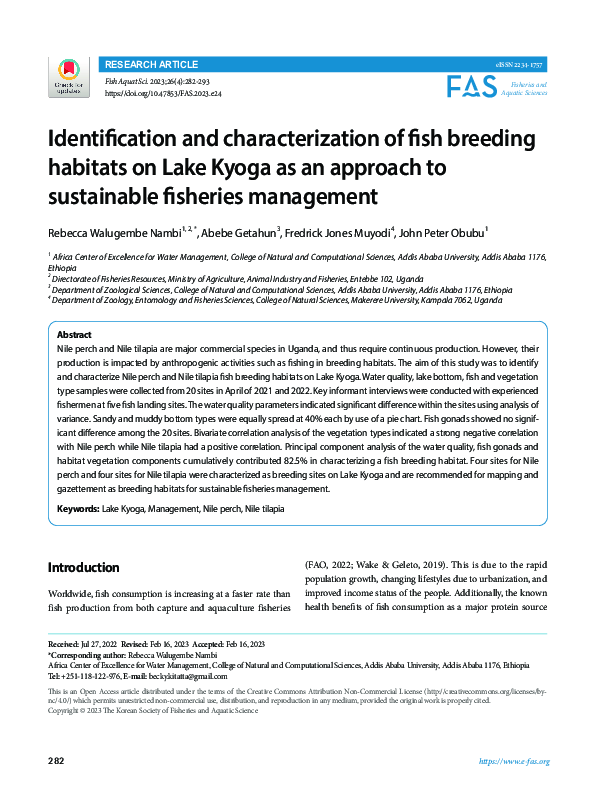 (PDF) Identification and characterization of fish breeding habitats on ...