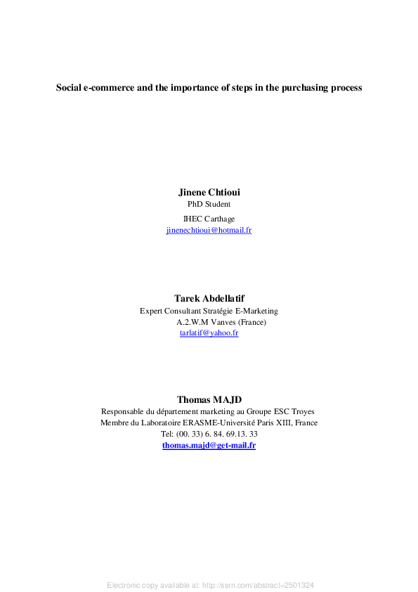 (PDF) Social E-Commerce and the Importance of Steps in the Purchasing ...