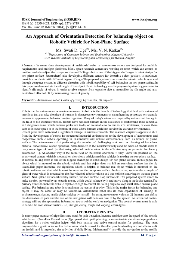 (PDF) Self-Balancing Robots on Non-Plane Surfaces