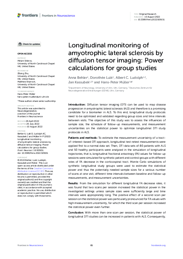 (PDF) Longitudinal monitoring of amyotrophic lateral sclerosis by ...