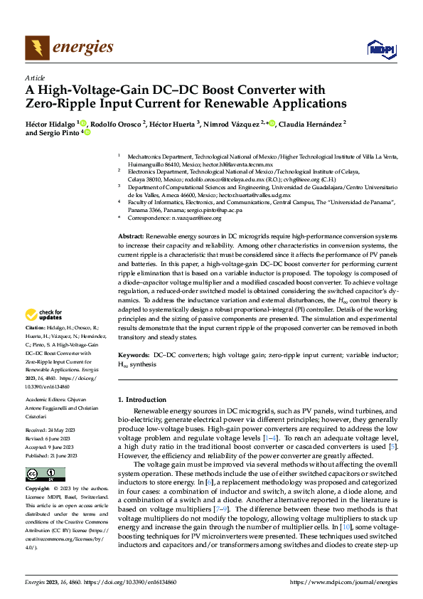 (PDF) A High-Voltage-Gain DC–DC Boost Converter with Zero-Ripple Input Current for Renewable ...