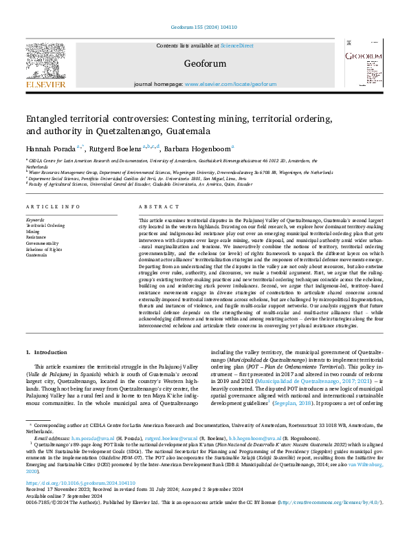(PDF) Entangled territorial controversies: Contesting mining ...