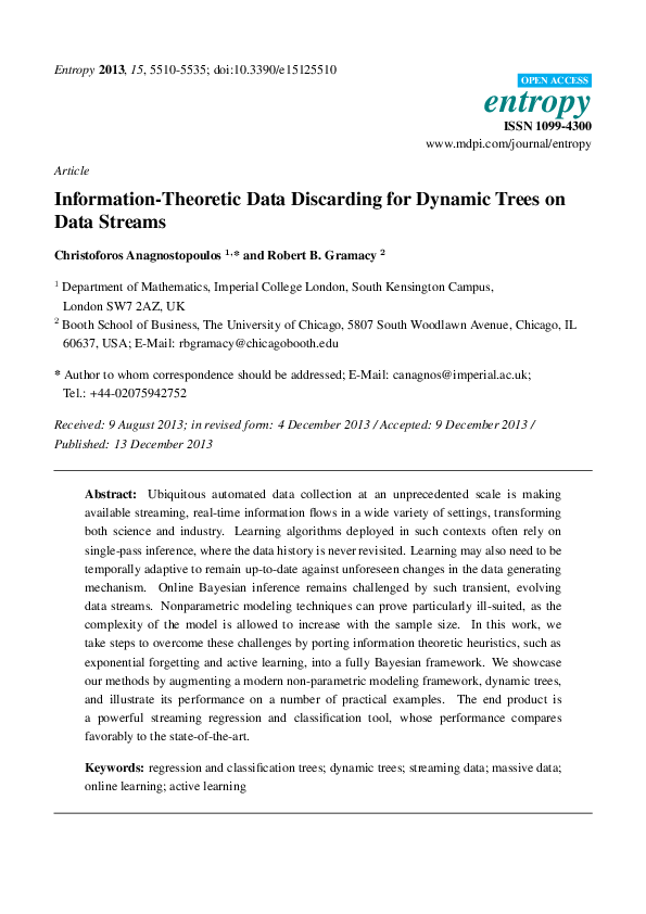 (PDF) Information-Theoretic Data Discarding for Dynamic Trees on Data ...