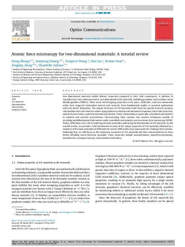 (PDF) Atomic force microscopy for two-dimensional materials: A tutorial ...