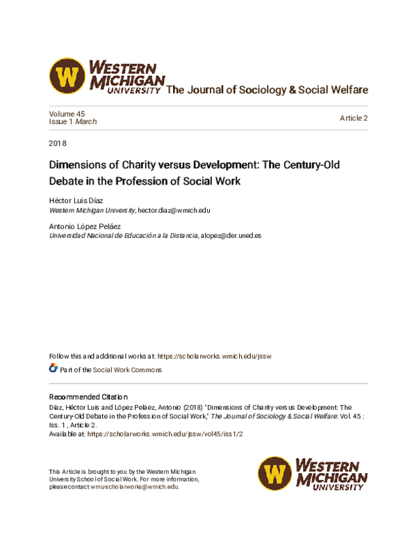 (PDF) Dimensions of Charity versus Development: The Century-Old Debate ...