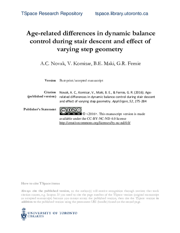(PDF) Age-related differences in dynamic balance control during stair descent and effect of ...