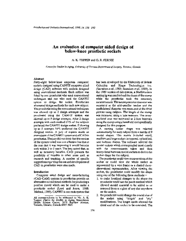 (PDF) An evaluation of computer aided design of below-knee prosthetic ...