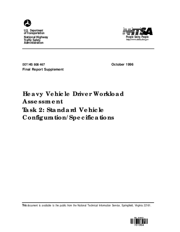 (PDF) Heavy vehicle driver workload assessment: Task 2: Standard ...
