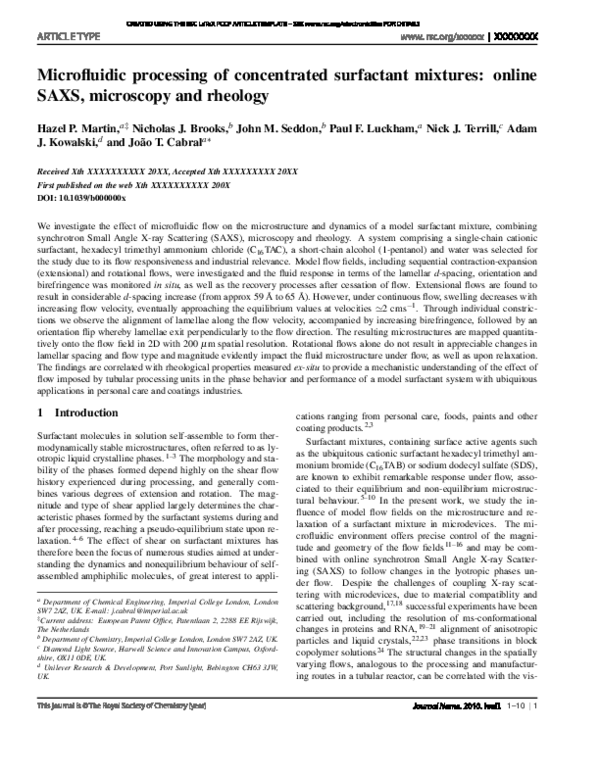 (PDF) Microfluidic processing of concentrated surfactant mixtures ...