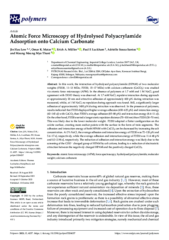 (PDF) Atomic Force Microscopy of Hydrolysed Polyacrylamide Adsorption ...