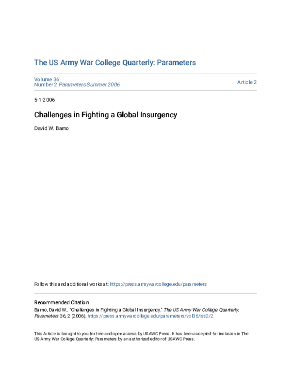 (PDF) Challenges in Fighting a Global Insurgency