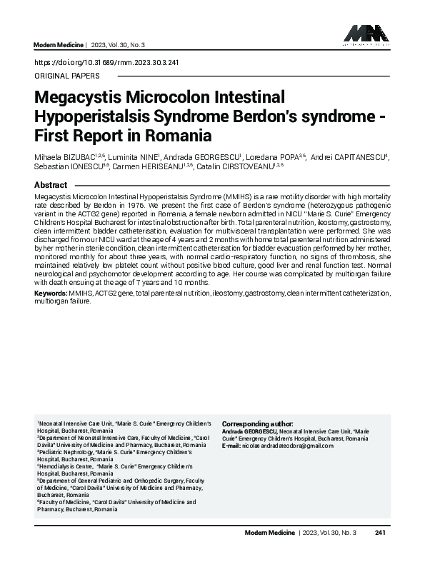 (PDF) Megacystis microcolon intestinal hypoperistalsis syndrome in a ...