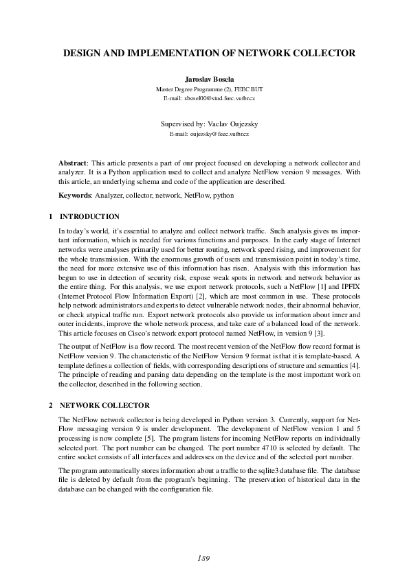 (PDF) Design and implementation of network collector